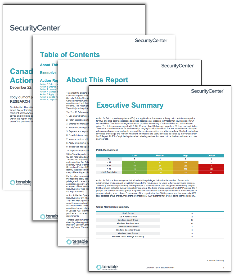 Canadian Top 10 Security Actions SC Report Template Tenable 