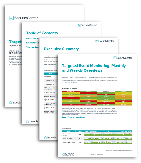 Targeted Event Monitoring Report - SC Report Template | Tenable® Targeted Event Monitoring Report - SC Report Template | Tenable®