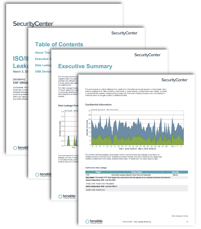 ISO/IEC27000: Data Leakage Monitoring - SC Report Template | Tenable® ISO/IEC27000: Data Leakage Monitoring - SC Report Template | Tenable®