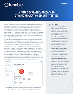 Data Sheet: Tenable Web App Scanning Data Sheet | Tenable®