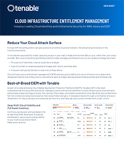 Data Sheet: Cloud Infrastructure Entitlement Management with Tenable CIEM | Tenable®